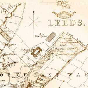 Old Map of Leeds England UK 1863 - Art Print - Vintage Poster - Antique ...
