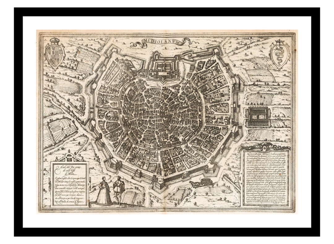 Old Map of Milan Italy Europe 1575 - Art Print - Vintage Poster ...