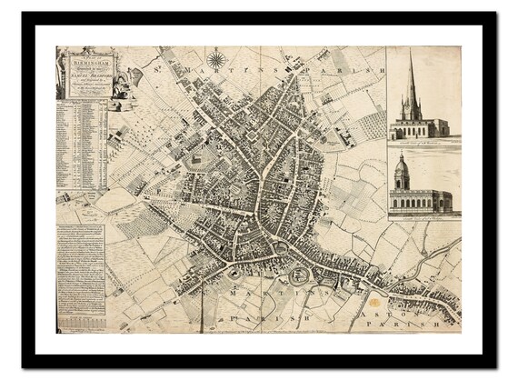 Old Map of Birmingham England UK Europe 1751 Art Print - Etsy