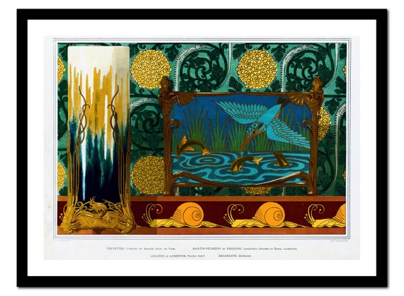 Art Nouveau Print French Animals Painting Vintage Poster | Etsy