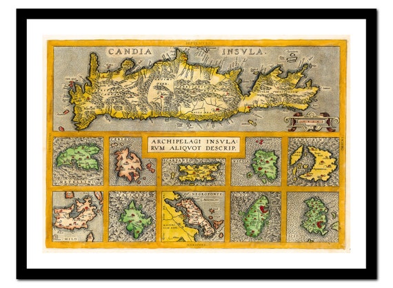 Old Map of Crete Greece Europe 1584 Art Print Vintage - Etsy UK