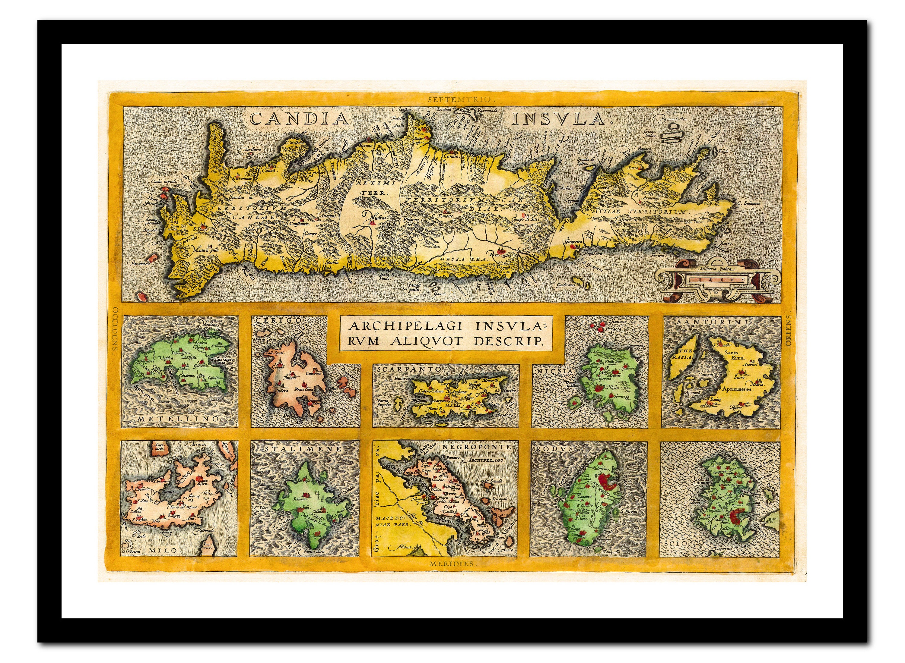 Old Map of Crete Greece Europe 1584 Art Print Vintage - Etsy