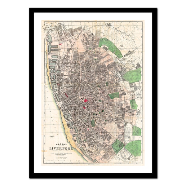 Antique Map of Liverpool - Etsy