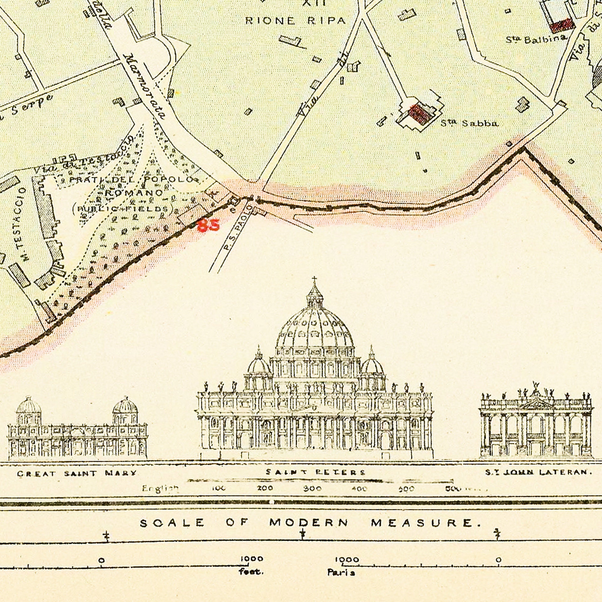Old Map of Rome Italy Europe 1883 - Art Print - Vintage Poster ...
