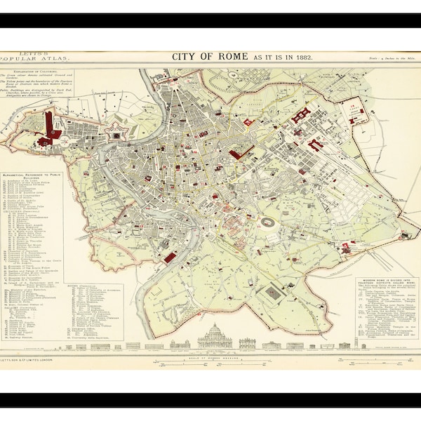 Large Rome Map for Artwork - Etsy