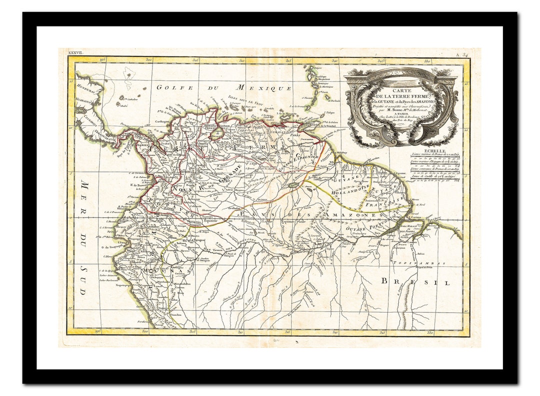 Old Map of Colombia America 1771 - Art Print - Vintage Poster - Antique ...