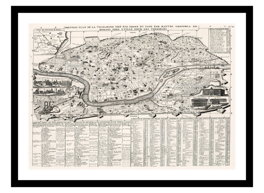 Old Map of Rome Italy Europe 1718 - Art Print - Vintage Poster ...
