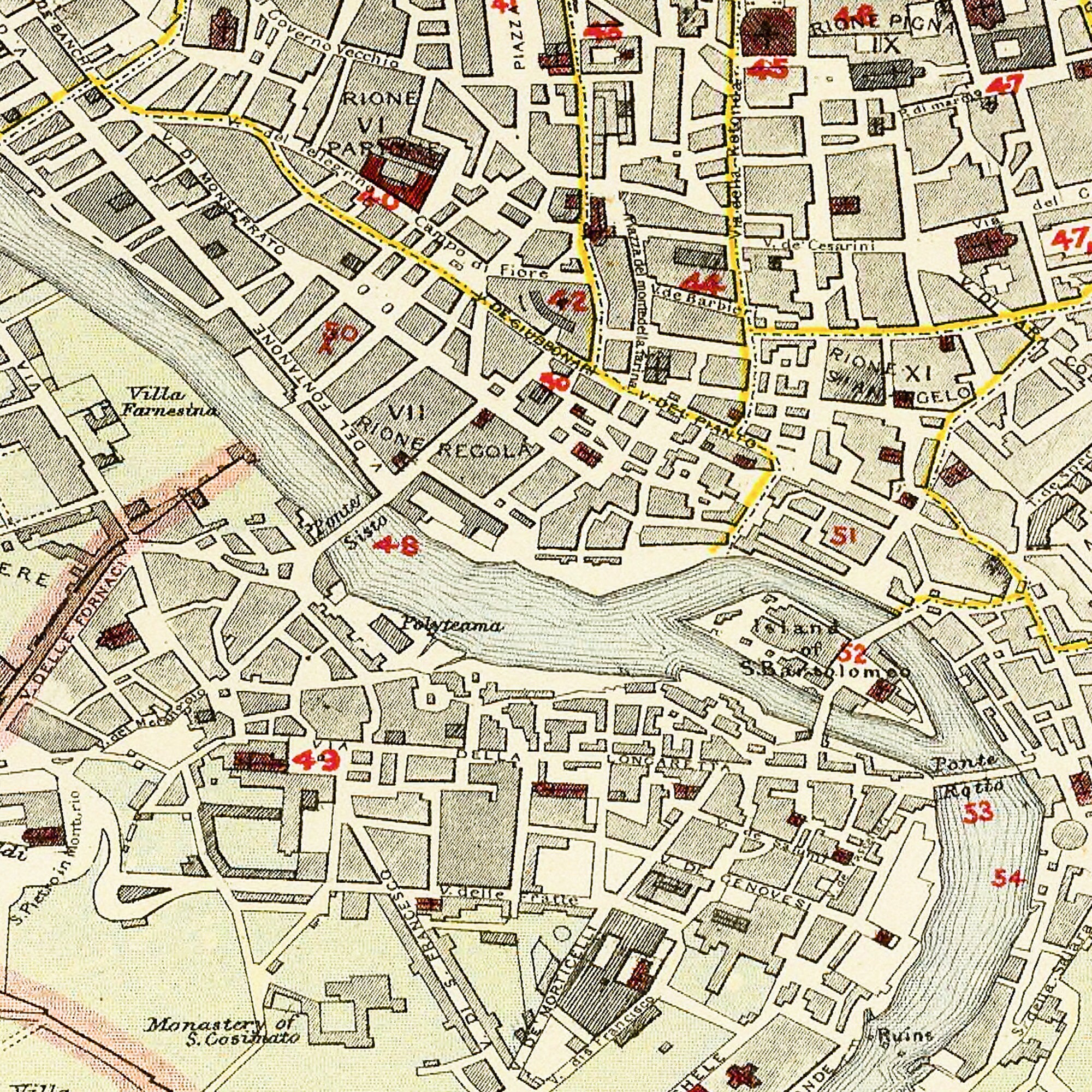 Old Map of Rome Italy Europe 1883 - Art Print - Vintage Poster ...