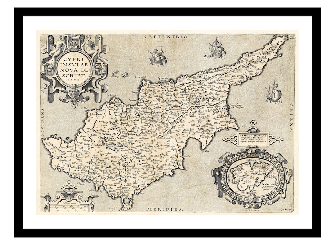 Old Map of Cyprus Europe 1573 - Art Print - Vintage Poster - Antique ...