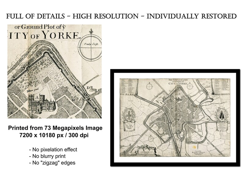 Old Map of York England UK Europe 1697 - Art Print - Vintage Poster ...