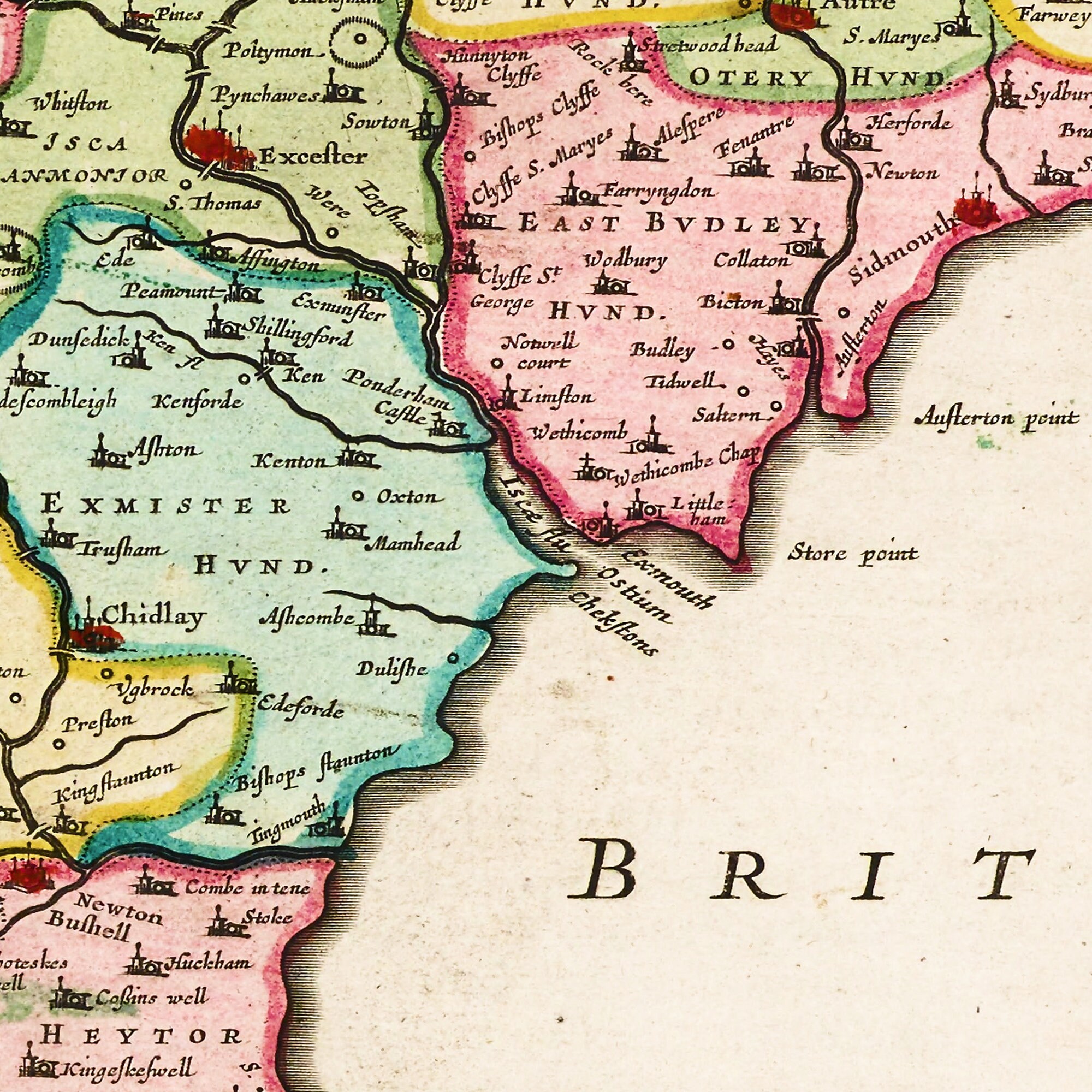 Old Map of Devon England UK 1665 - Art Print - Vintage Poster - Antique ...