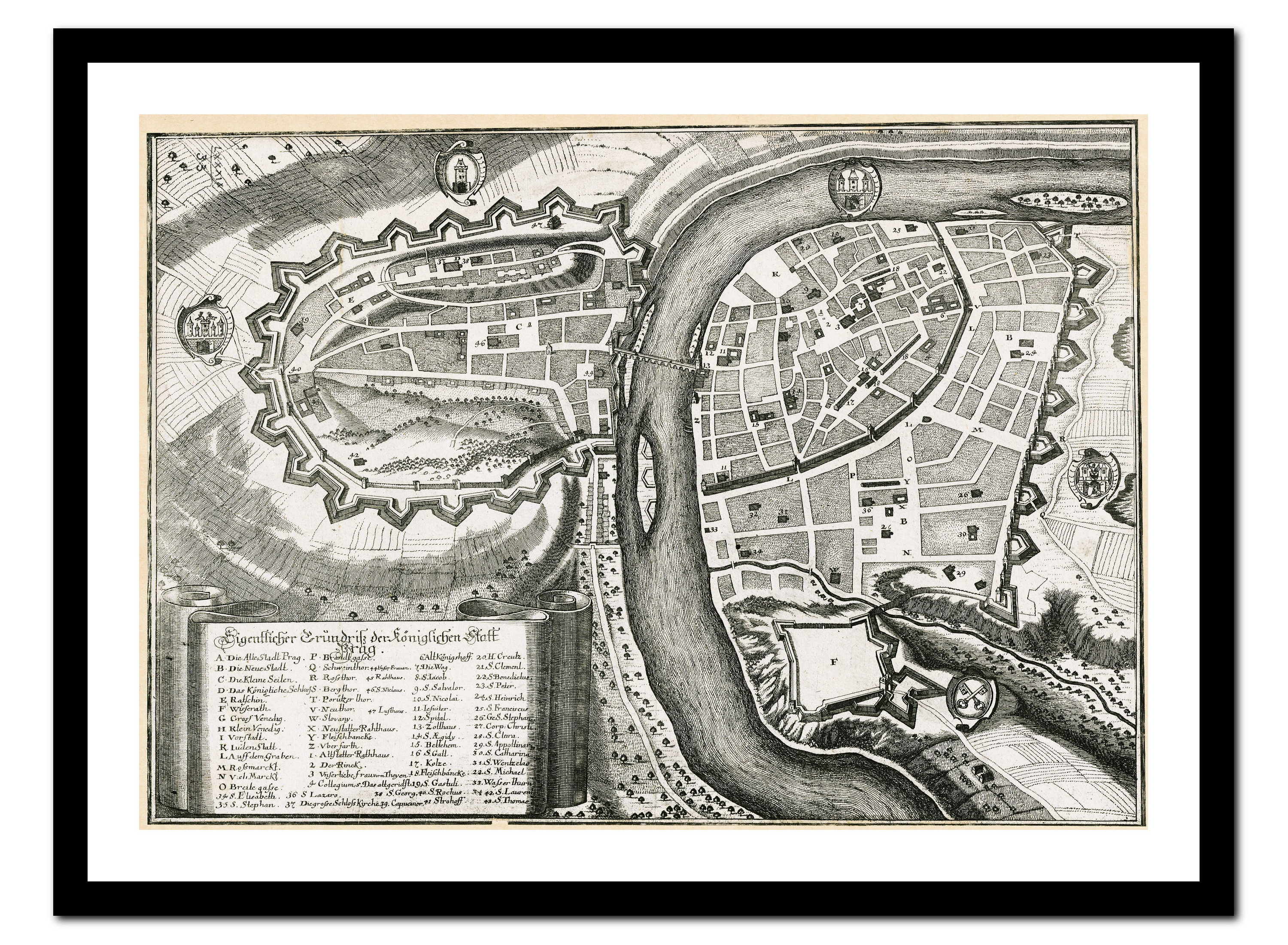 Old Map of Prague Czech Europe 1712 - Art Print - Vintage Poster ...