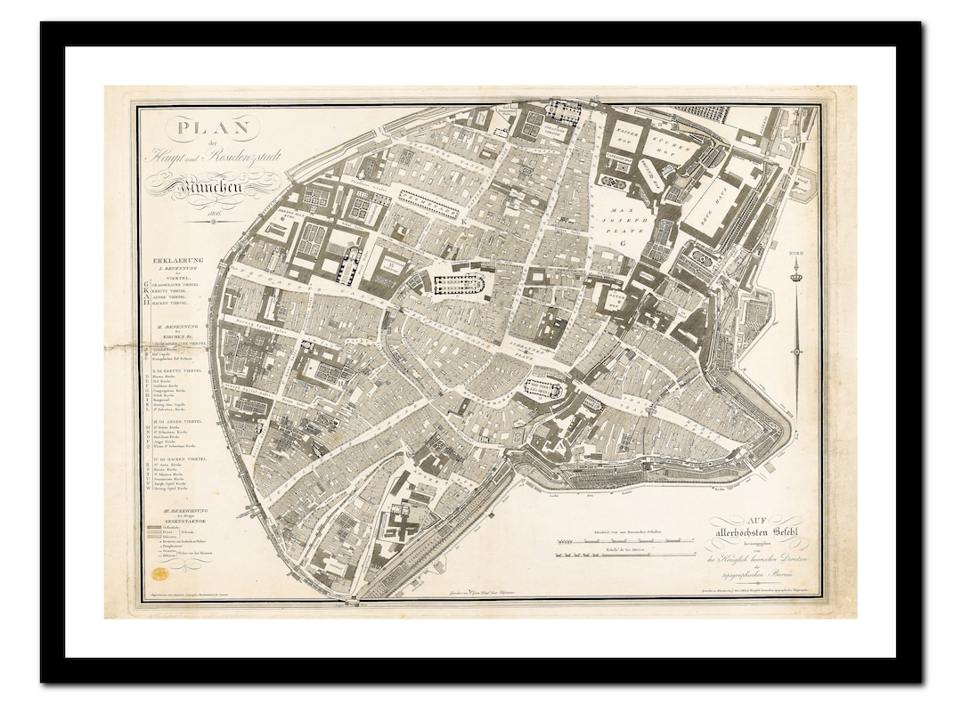 Old Map of Munich Germany Europe 1806 - Art Print - Vintage Poster ...