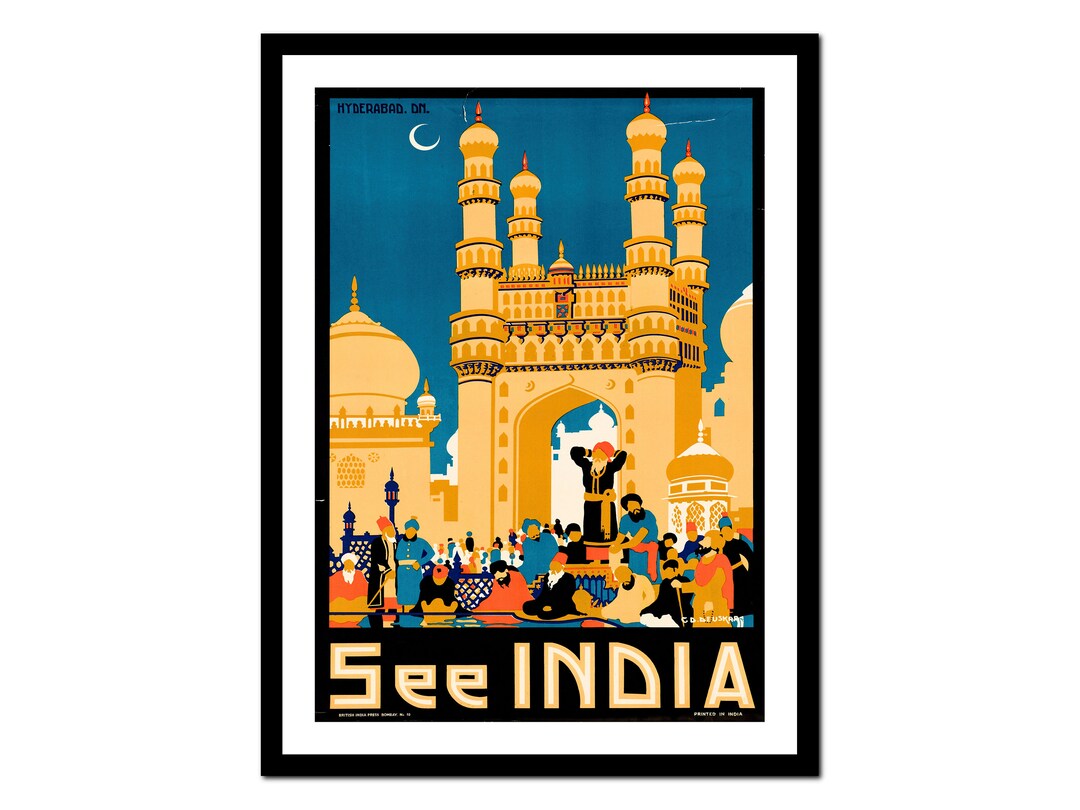India Travel Poster - Vintage Art Print - Antique Old Picture - Retro ...