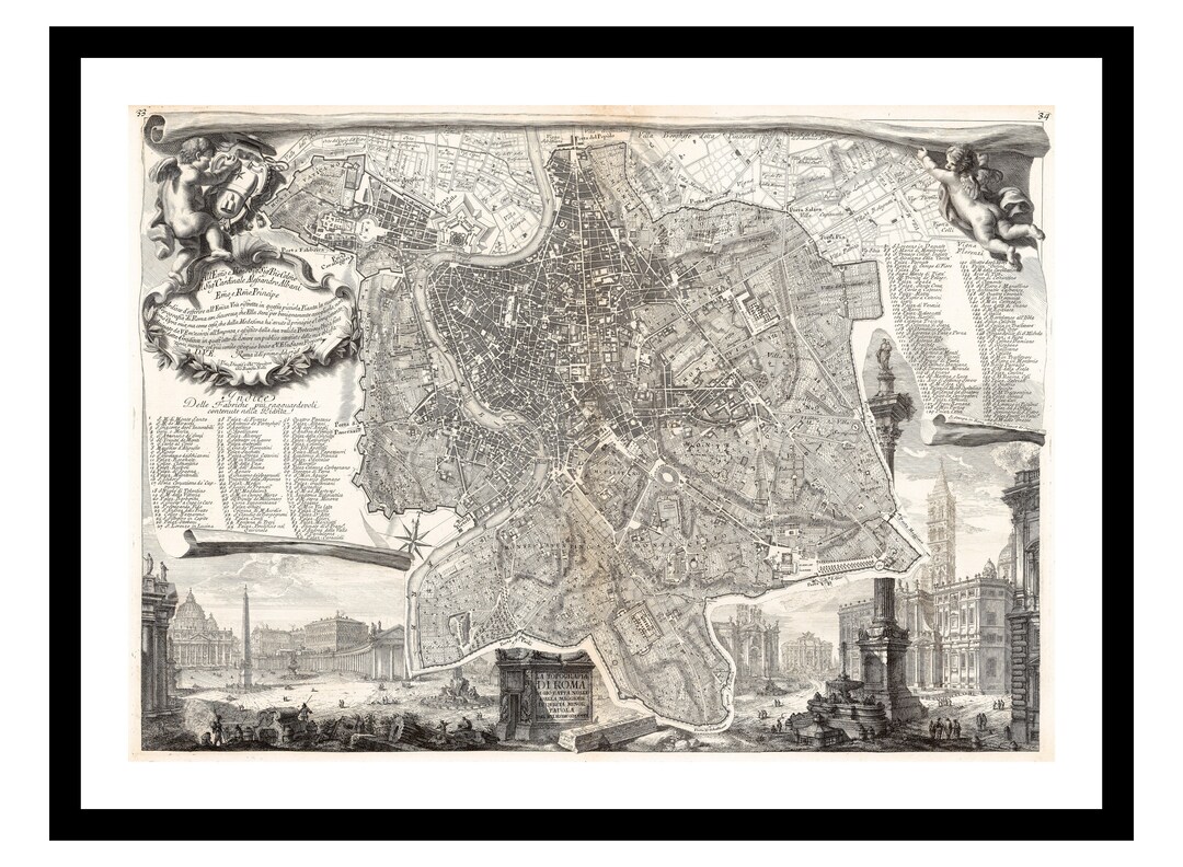 Old Map of Rome Italy Europe 1748 - Art Print - Vintage Poster ...