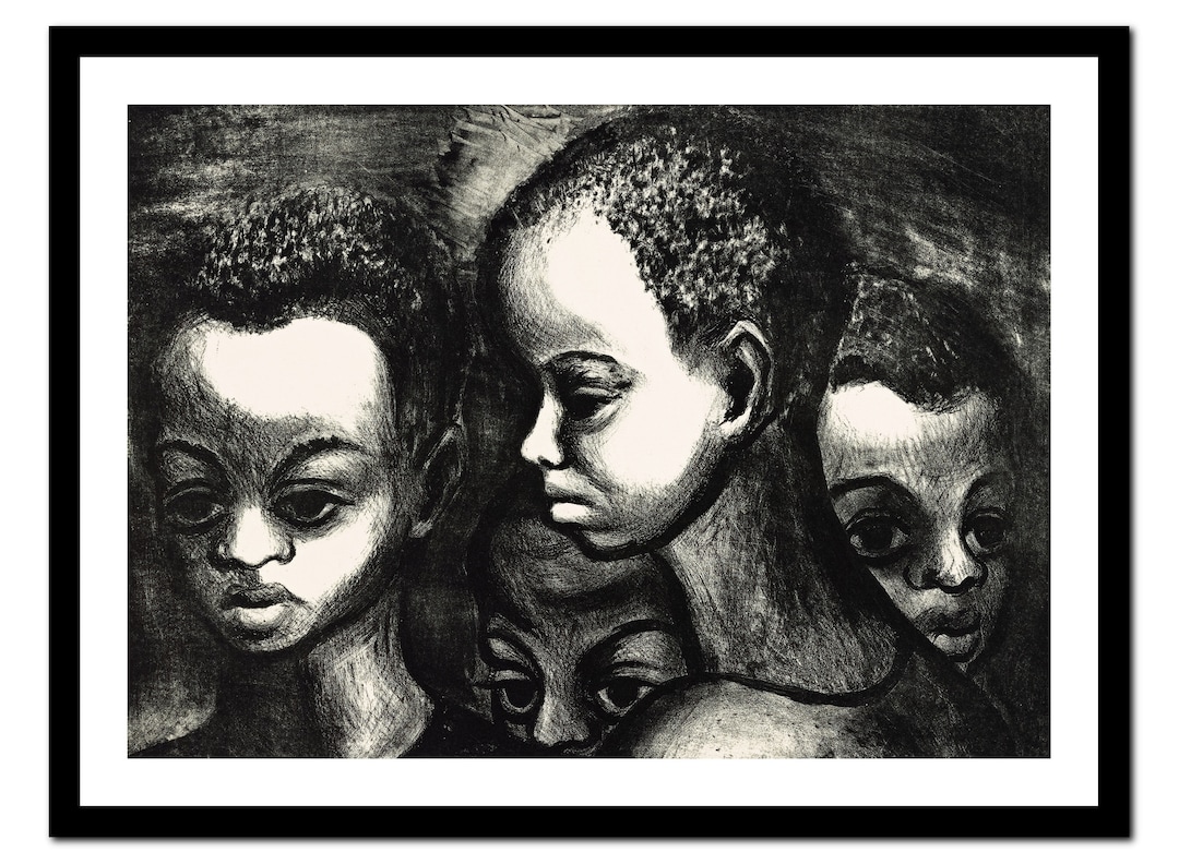 African Art Print - Tribe Black and White Sketch - Vintage Poster ...
