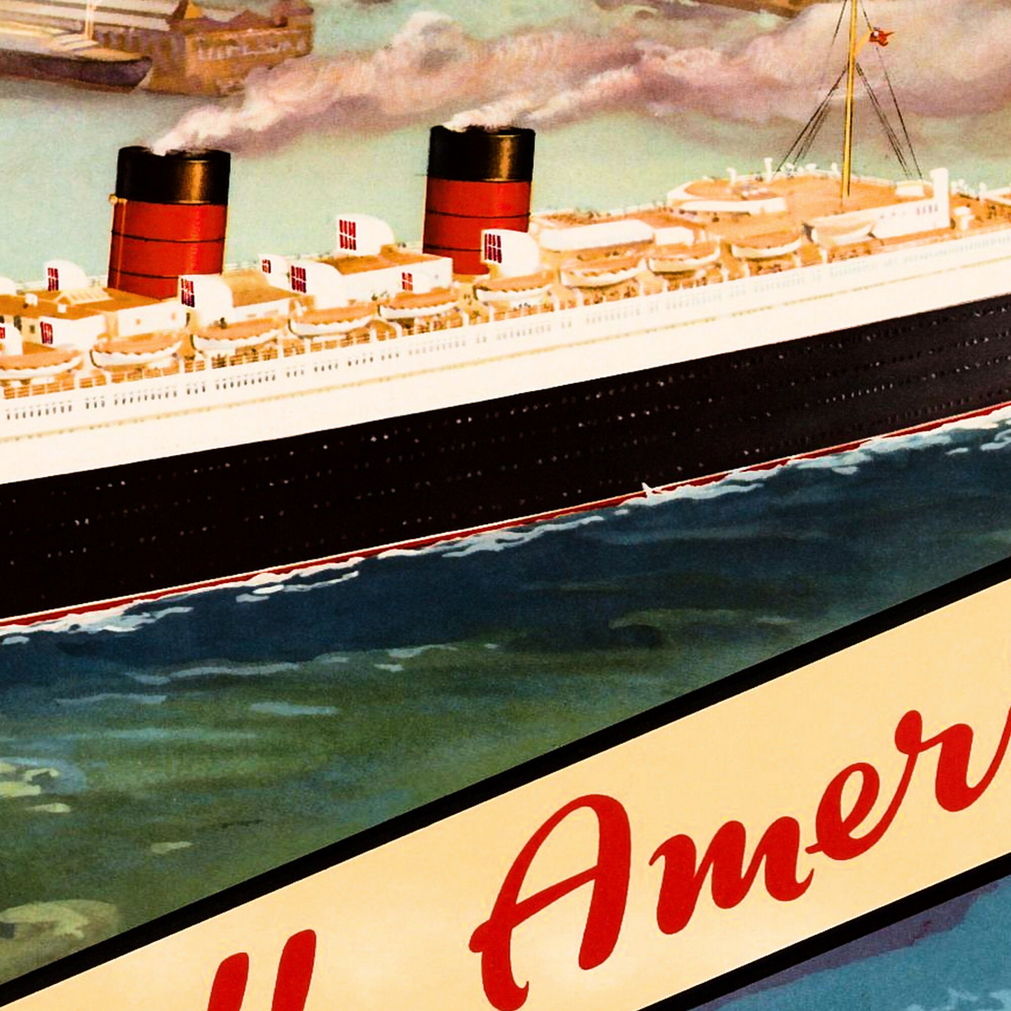 Cunard Line Travel Poster Vintage Art Print Antique Old - Etsy