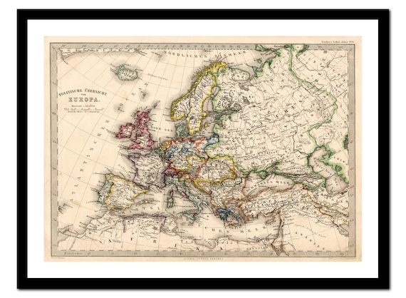 Old Map of Europe 1862 Art Print Vintage Poster Antique - Etsy