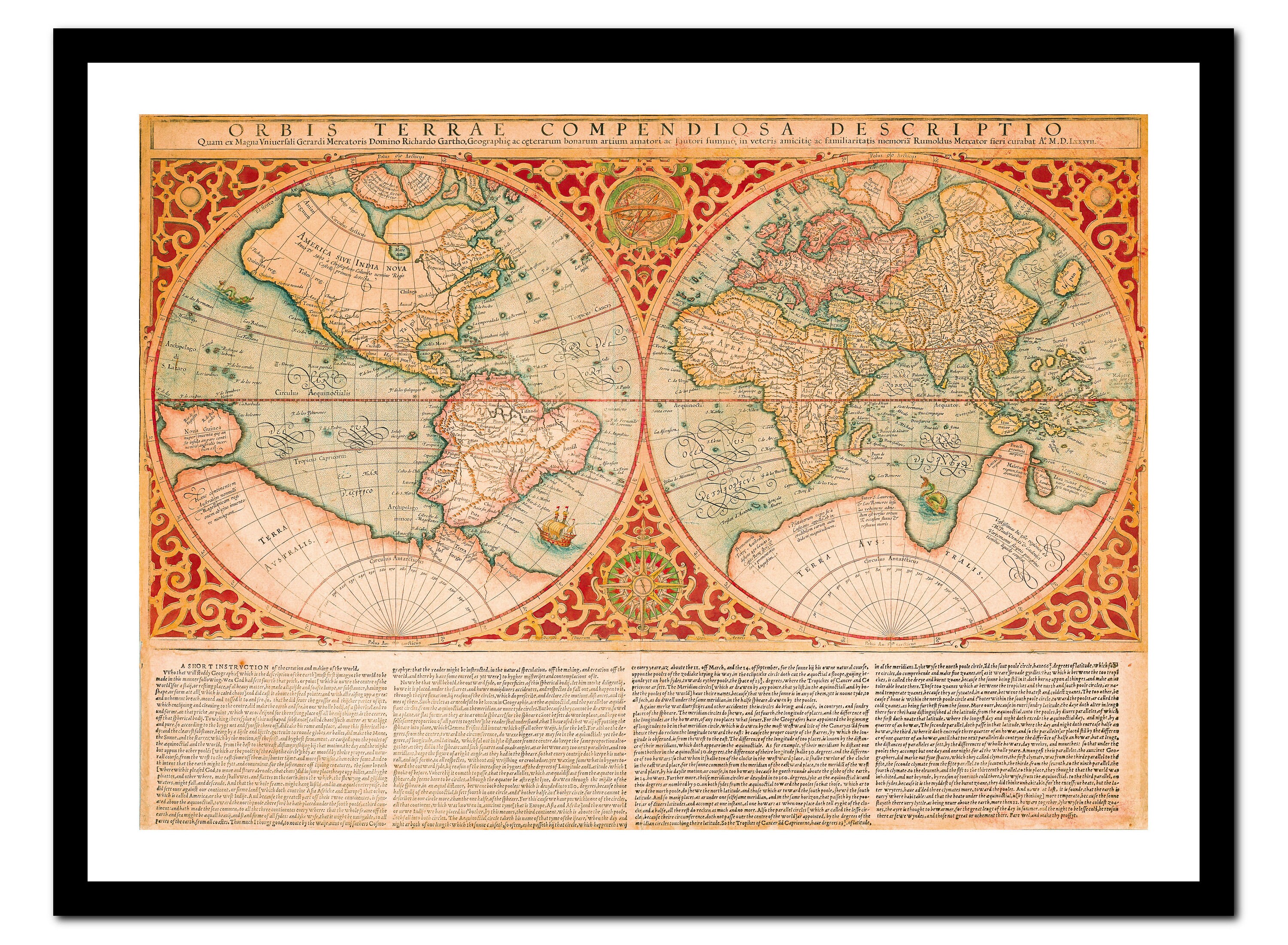 Old Map of World 1637 Art Print Vintage Poster Antique - Etsy