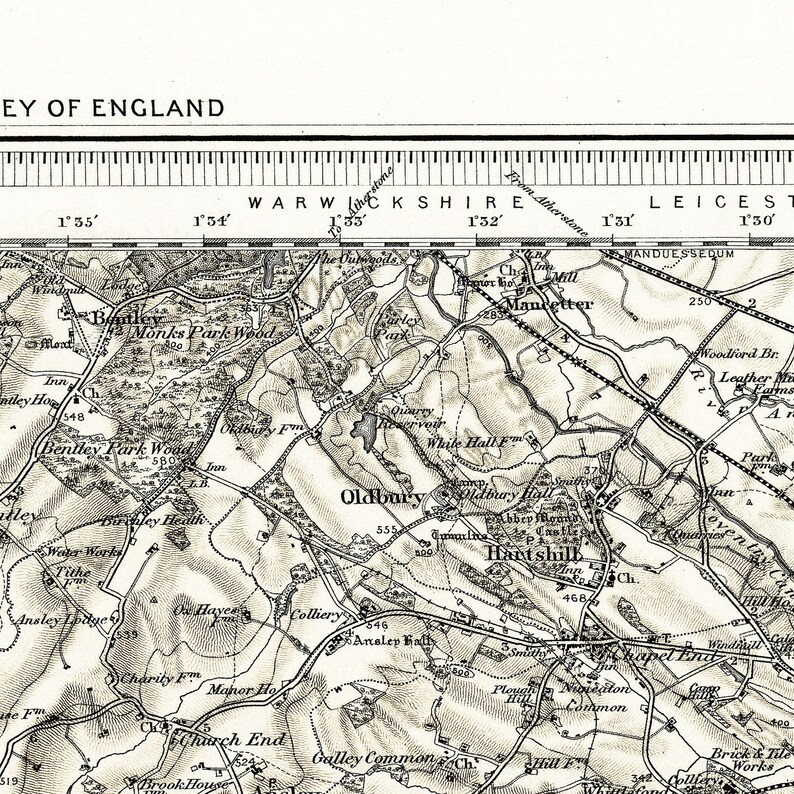 Old Map of Coventry England UK 1899 - Art Print - Vintage Poster ...