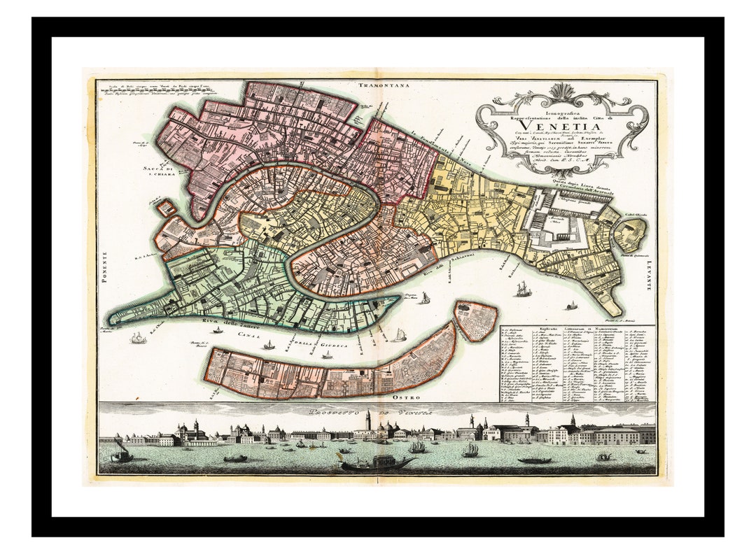 Old Map of Venice Italy Europe 1716 - Art Print - Vintage Poster ...