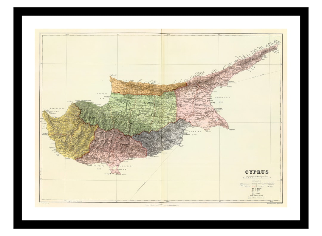 Old Map of Cyprus Europe 1901 - Art Print - Vintage Poster - Antique ...