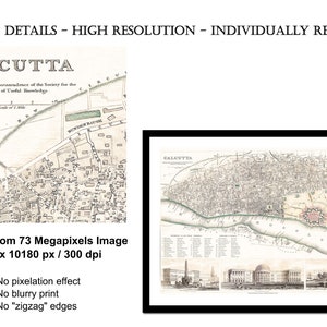 Old Map of Calcutta India Asia 1842 - Art Print - Vintage Poster ...