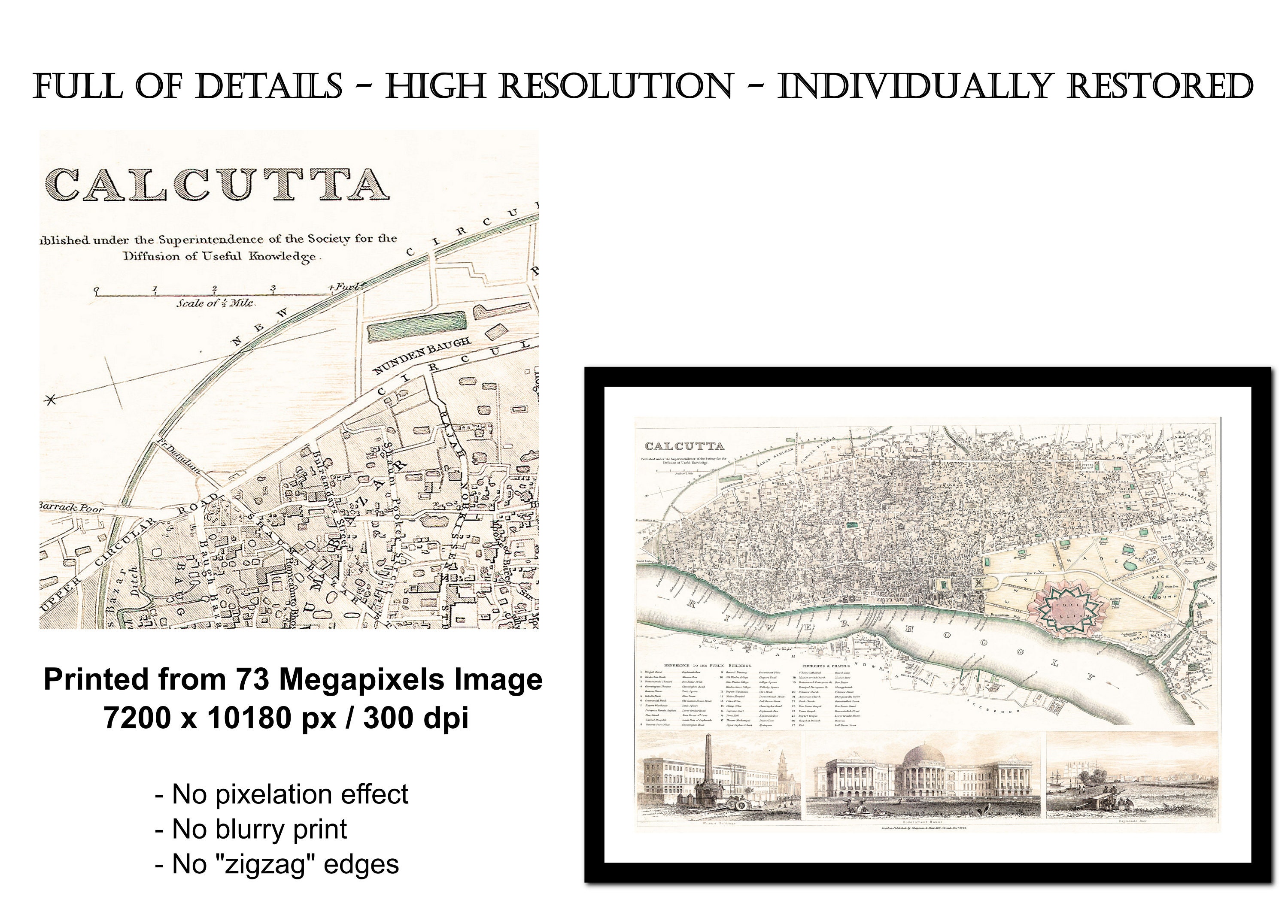 Old Map of Calcutta India Asia 1842 Art Print Vintage - Etsy
