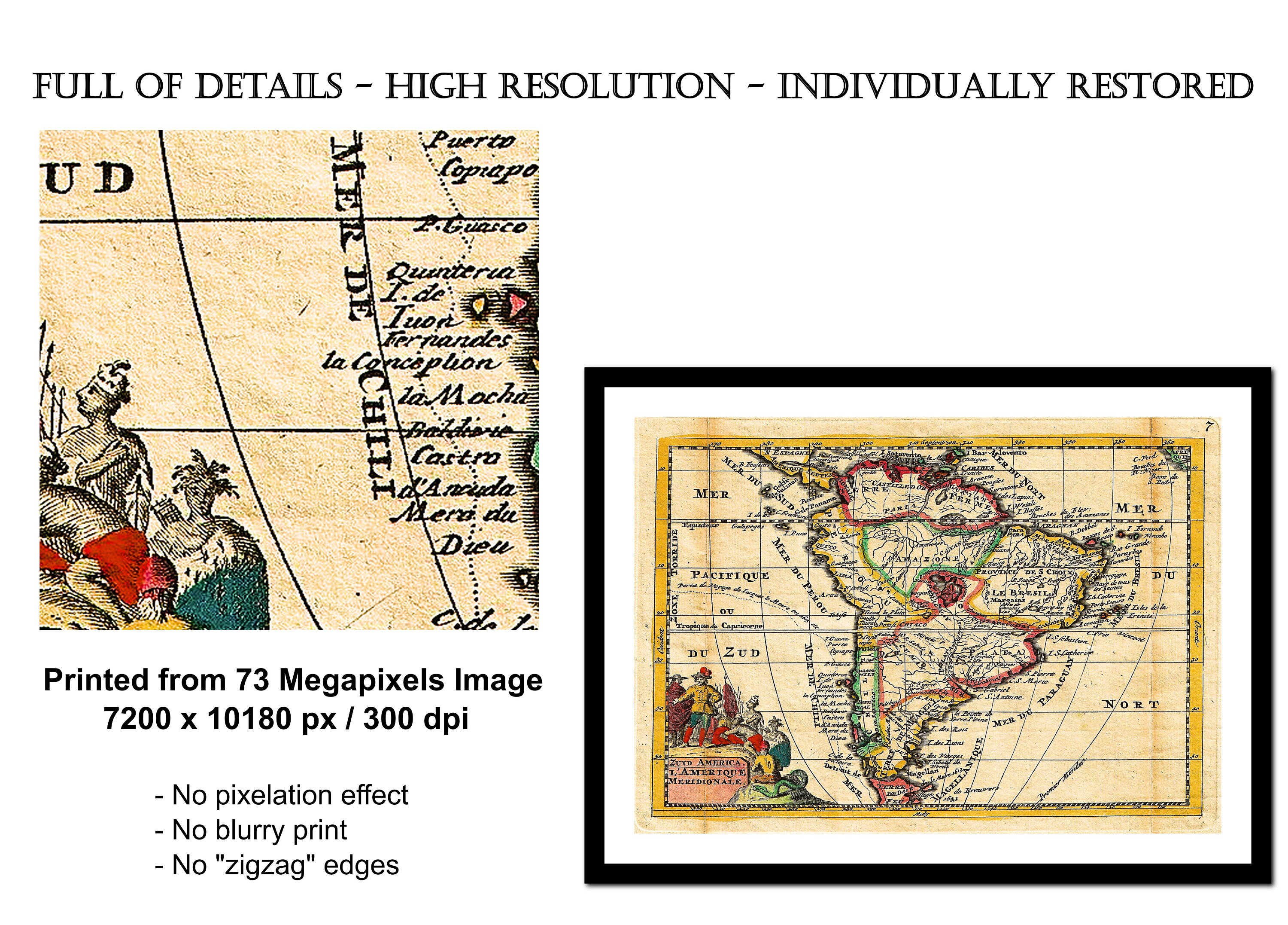 Old Map of South America 1747 Art Print Vintage Poster - Etsy