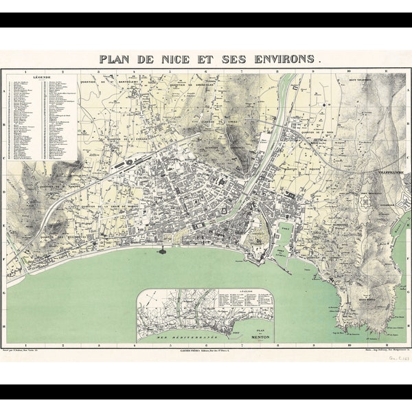 Old Maps of Nice France - Etsy
