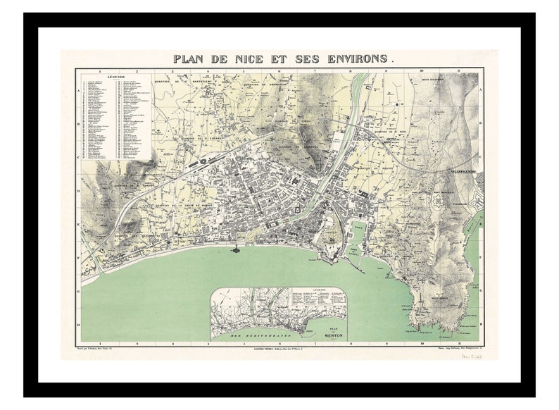 Old Map of Nice France Europe 1883 Art Print Vintage Poster Antique Old ...