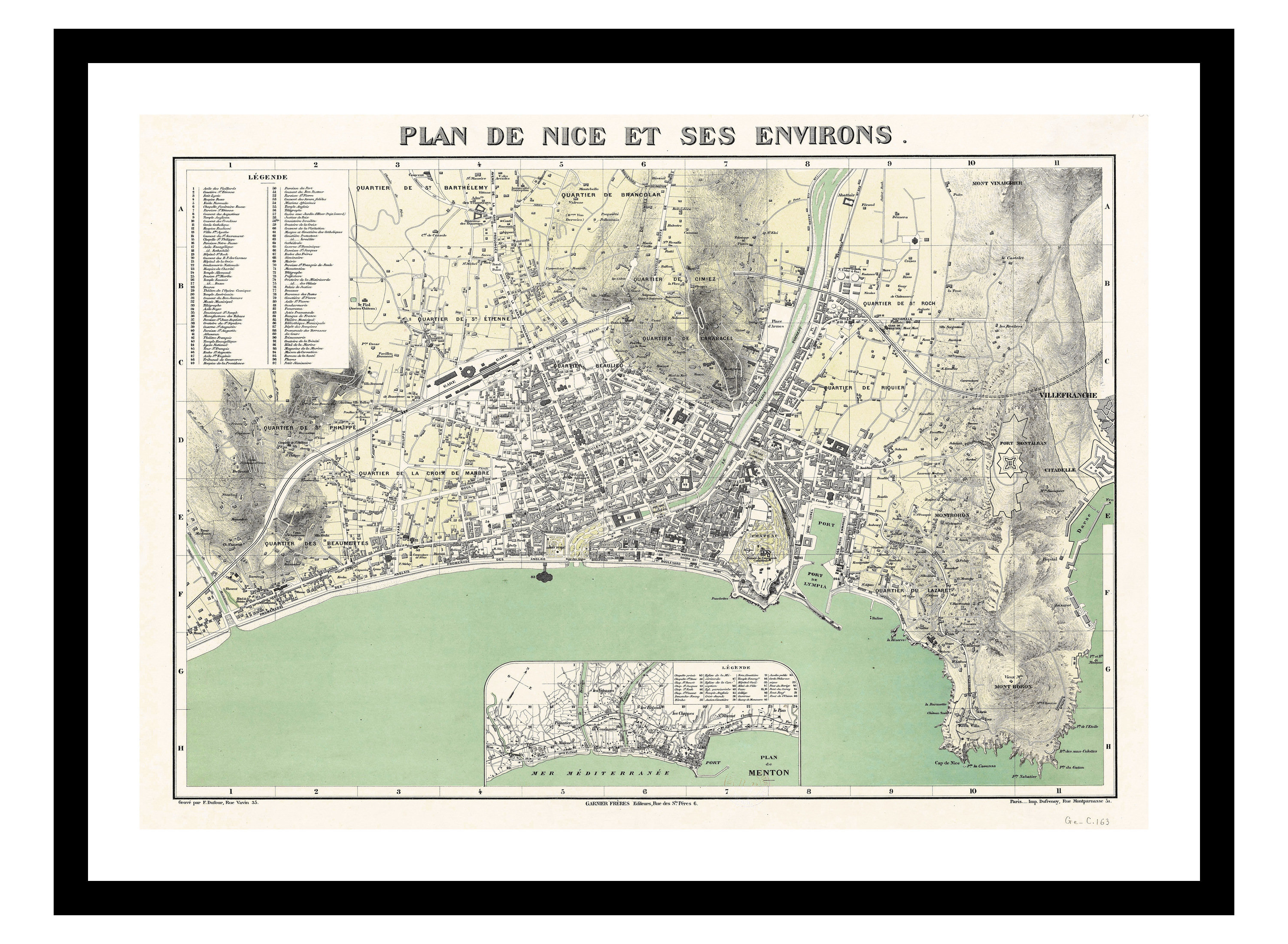 Old Map of Nice France Europe 1883 Art Print Vintage Poster Antique Old ...