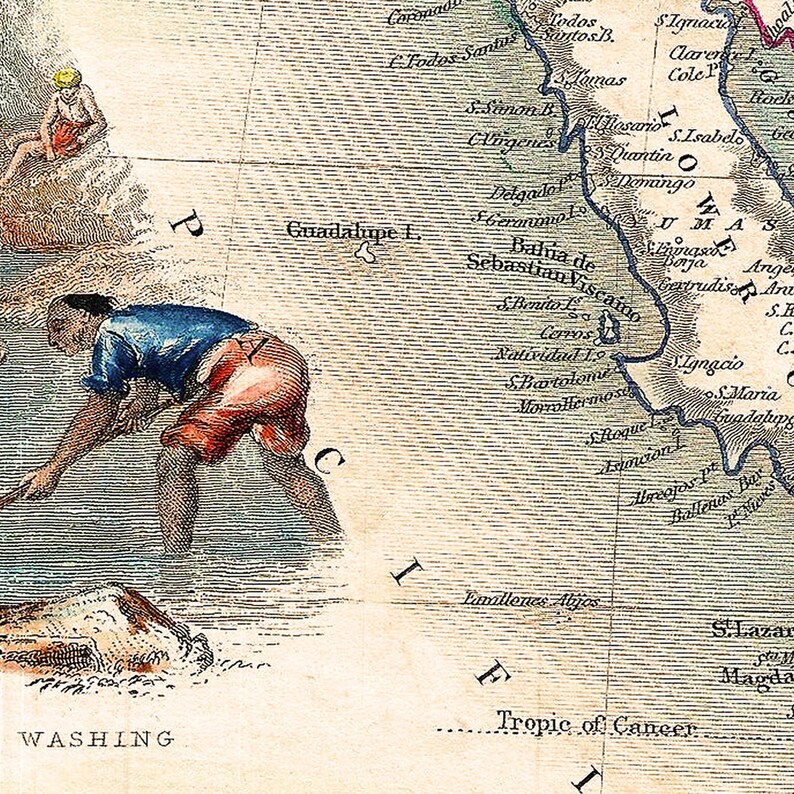 Old Map of Mexico Texas California 1851 Art Print Vintage - Etsy