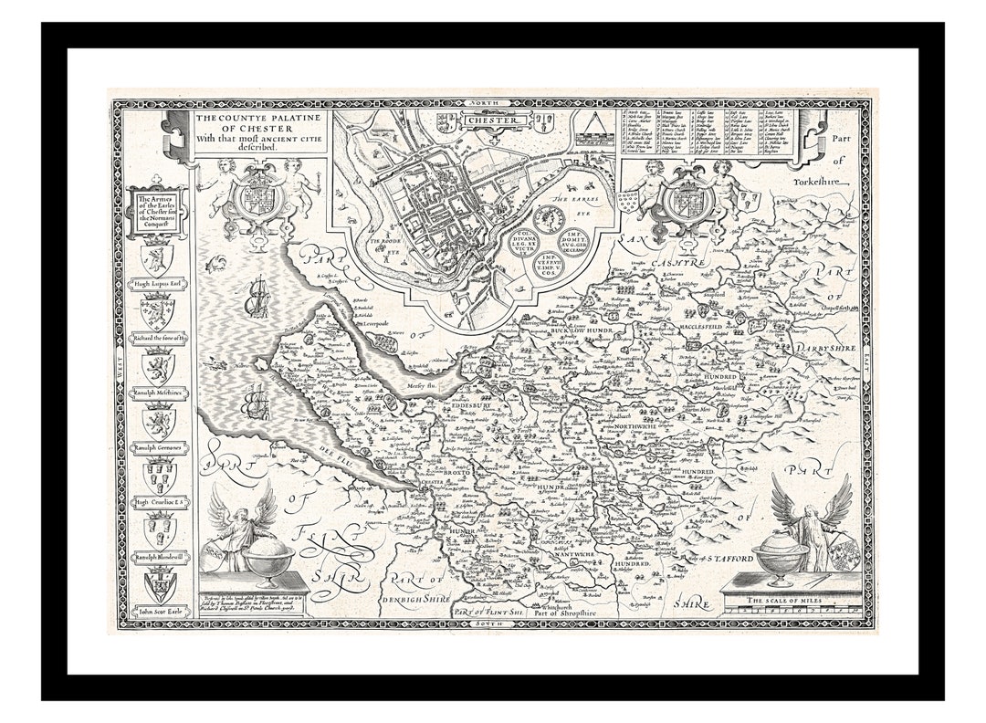 Old Map of Chester Cheshire England UK 1676 - Art Print - Vintage ...