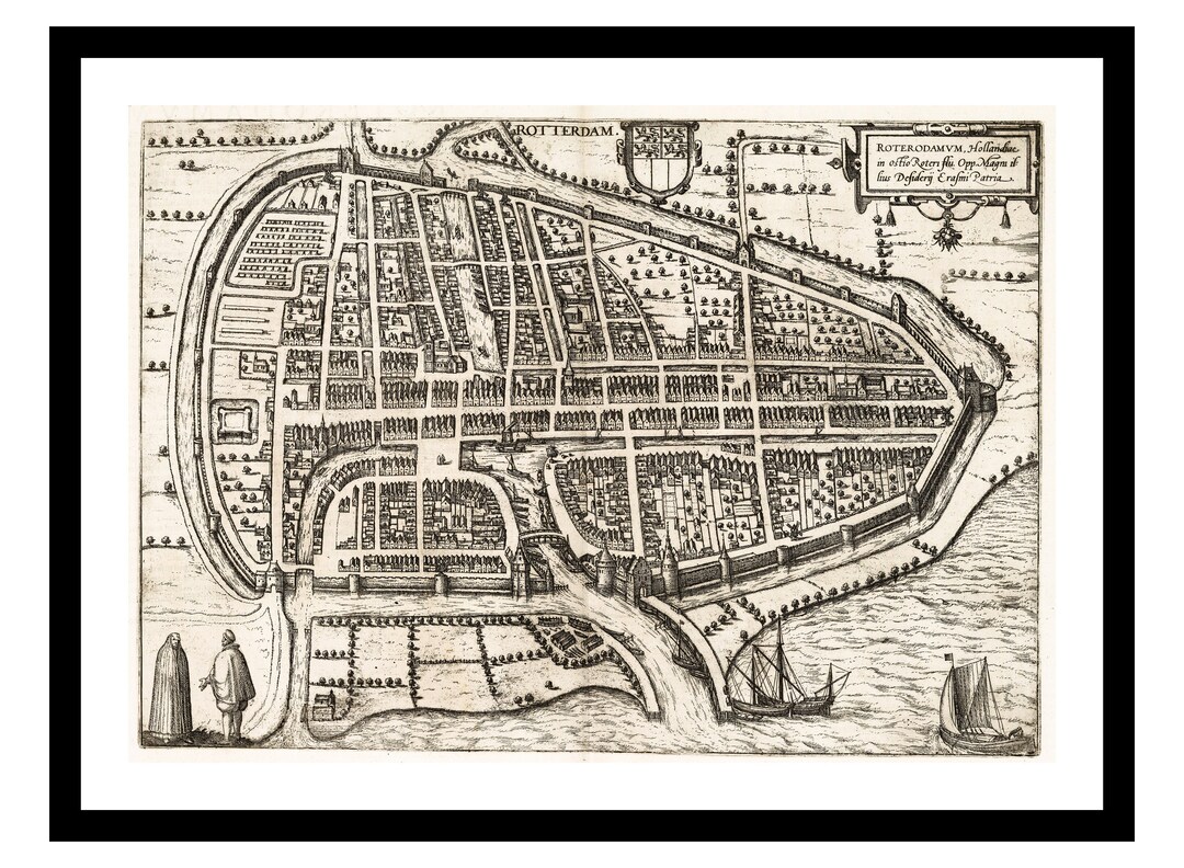 Old Map of Rotterdam Netherlands Europe 1588 - Art Print - Vintage ...