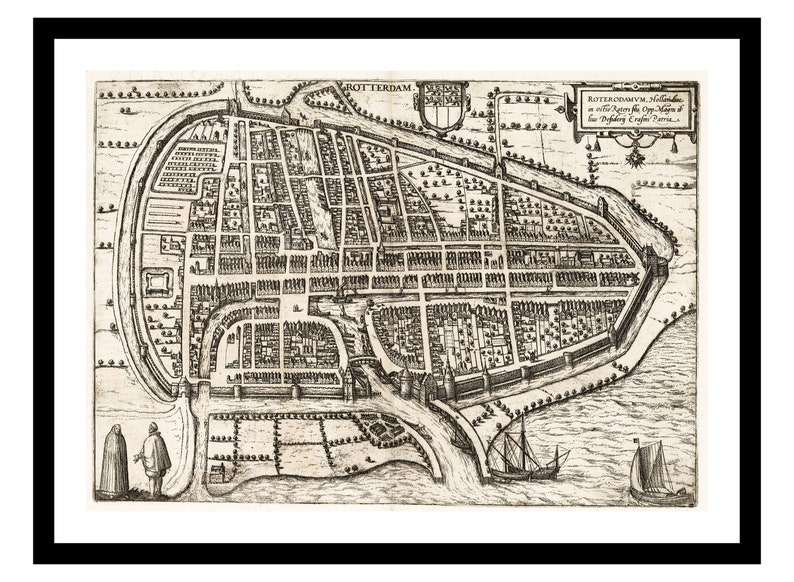 Old Map of Rotterdam Netherlands Europe 1588 - Art Print - Vintage ...