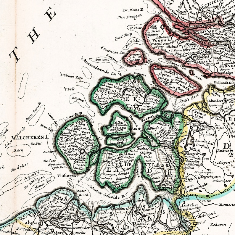 Old Map of Netherlands Europe 1732 Art Print Vintage Poster Antique Old ...