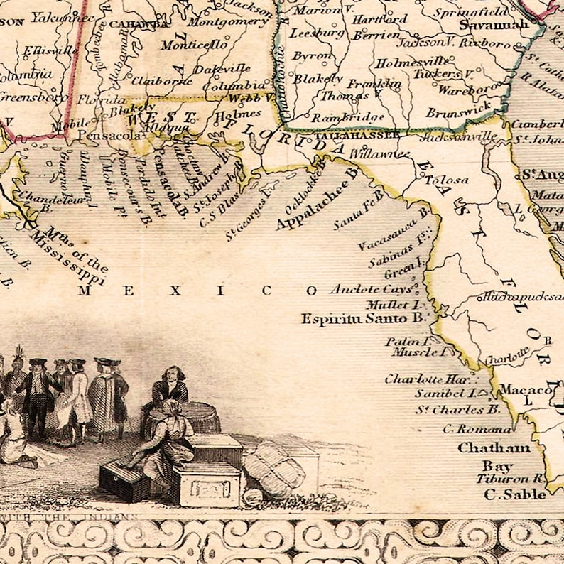 Old Map of Texas Florida USA America 1850 Art Print - Etsy