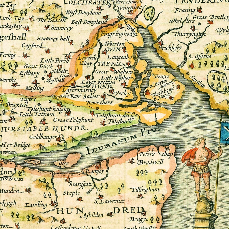 Old Map of Essex England UK 1627 - Art Print - Vintage Poster - Antique ...