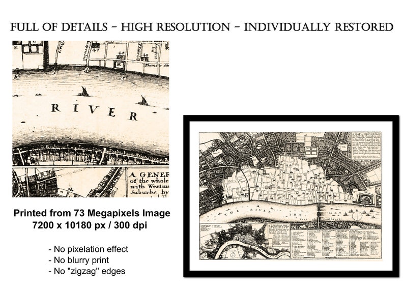 Old Map of London England UK Europe 1666 Art Print Vintage Poster ...