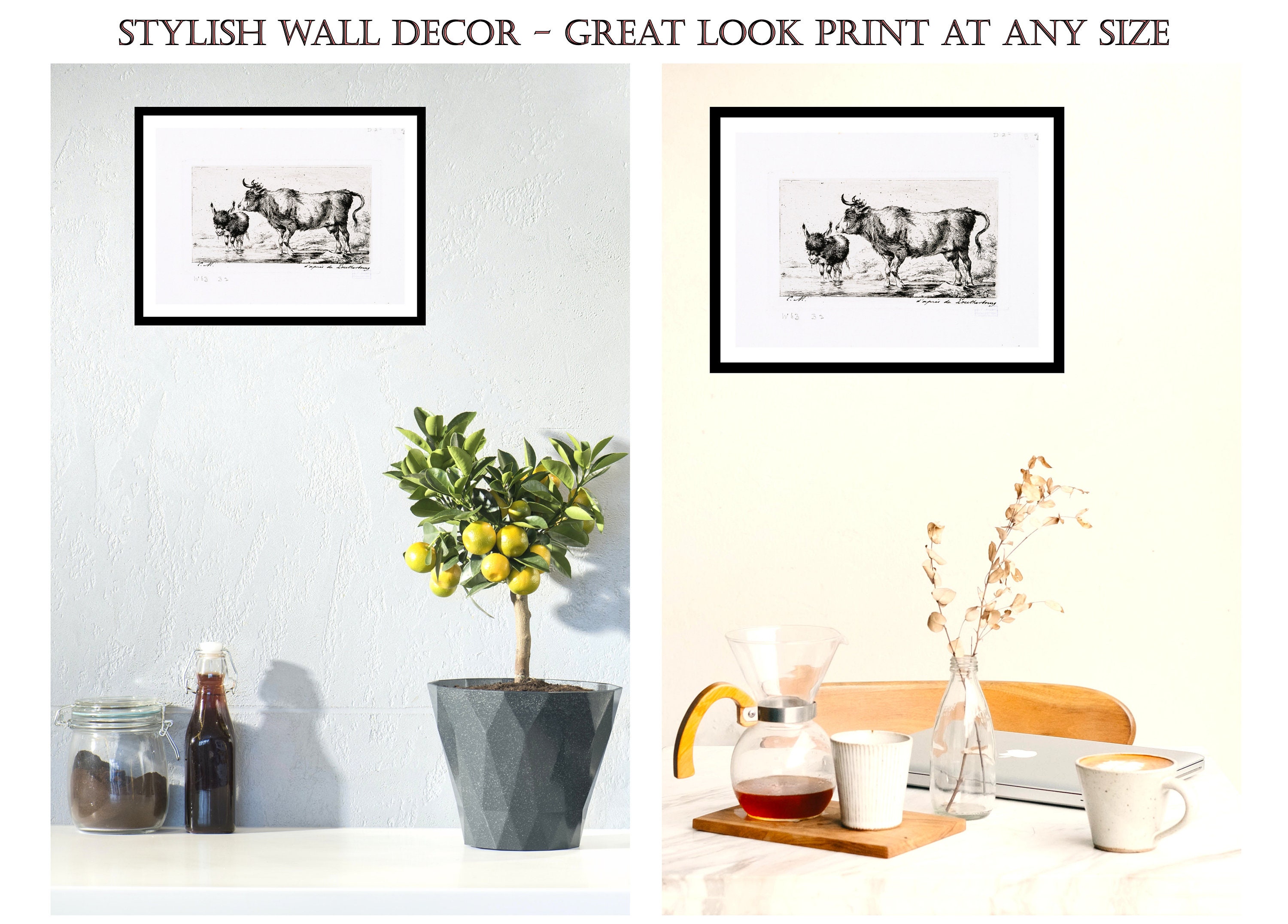 Kitchen Art Print - Farm Animals Country Style - Vintage Poster ...