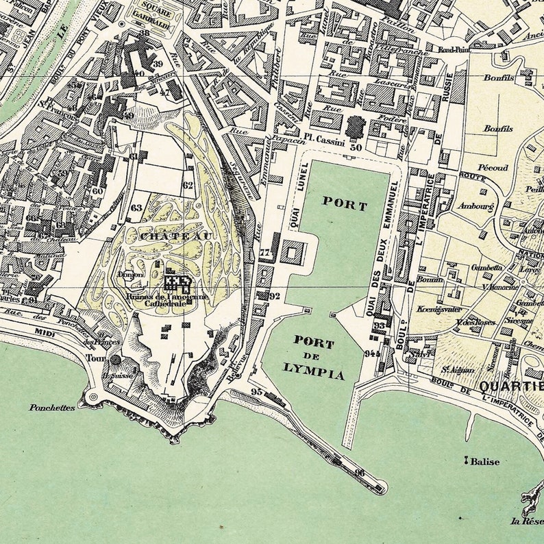 Old Map of Nice France Europe 1883 Art Print Vintage - Etsy