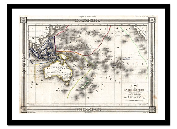 Old Map of Australia Polynesia 1852 Art Print Vintage - Etsy