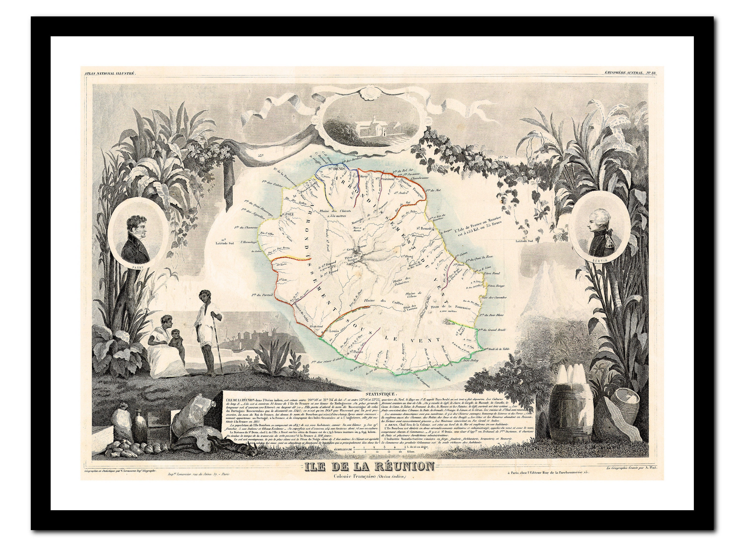 Old Map of Reunion Africa 1850 Art Print Vintage Poster - Etsy