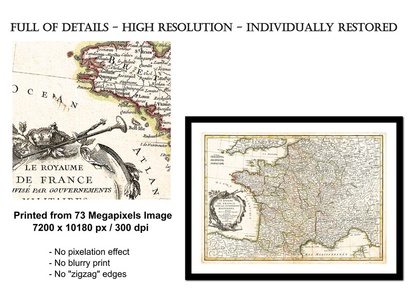 Old Map of France Europe 1762 Art Print Vintage Poster - Etsy