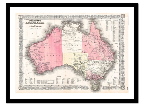 Old Map of Australia 1865 Art Print Vintage Poster - Etsy UK