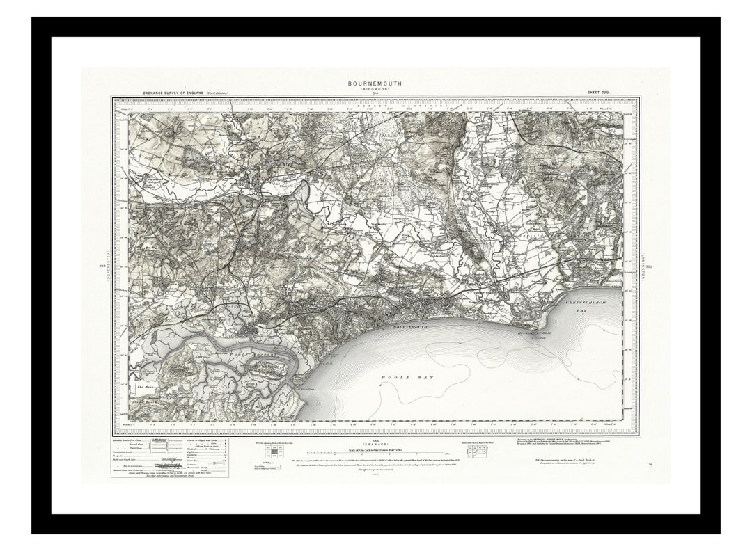 Old Map of Bournemouth England UK 1904 - Art Print - Vintage Poster ...