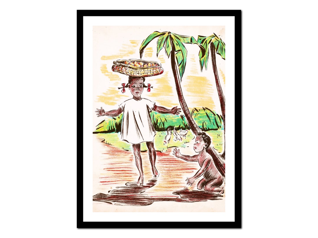 Kitchen Art Print - African Food Abstract - Vintage Poster - Antique ...