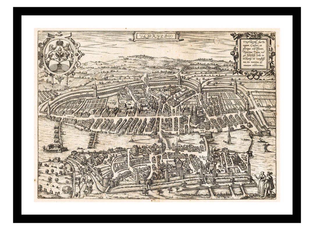 Old Map of Zurich Switzerland Europe 1581 - Art Print - Vintage Poster ...