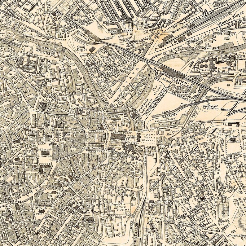 Old Map of Sheffield England UK 1873 Art Print Vintage - Etsy